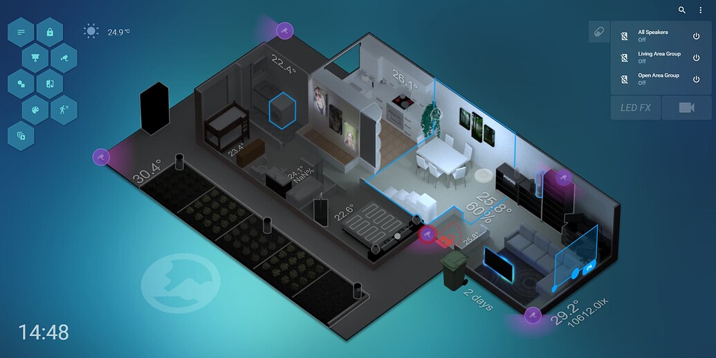100% Floorplan UI Dashboard, Colored Lights, Everything Accessable ...