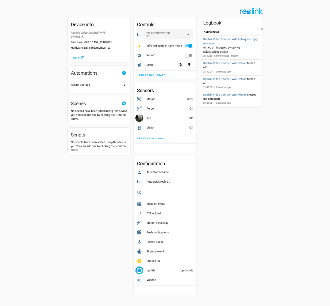Reolink video doorbell - Configuration - Home Assistant Community
