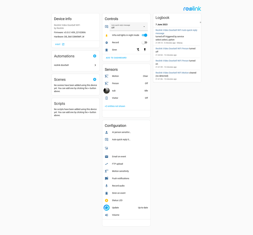 Reolink video doorbell - Configuration - Home Assistant Community