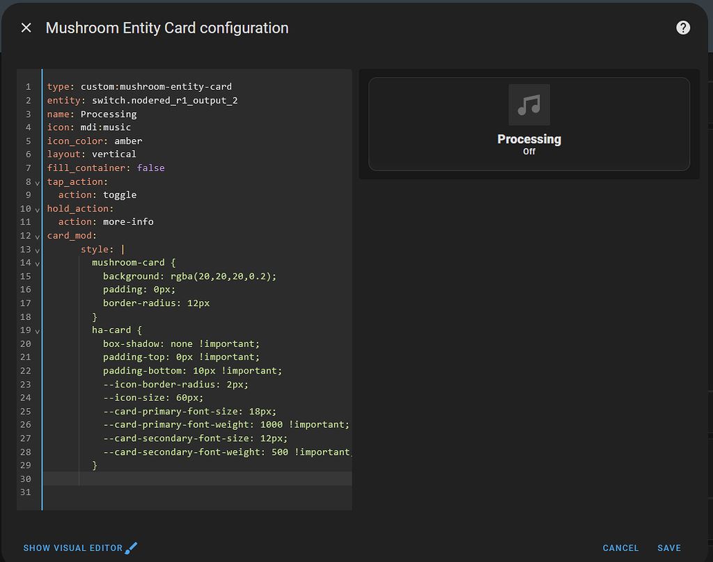 Mushroom Entity Card "forgets" code - Frontend - Home Assistant Community