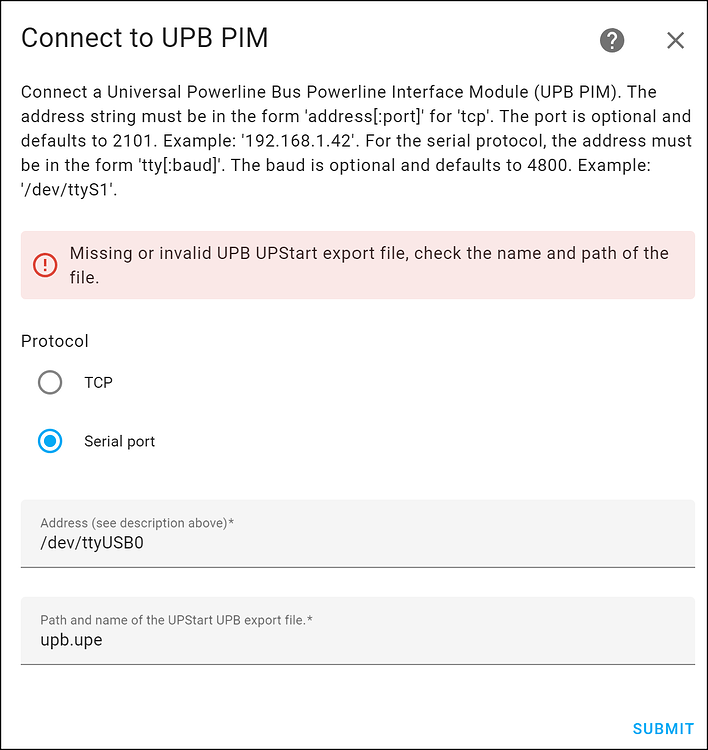 Universal Powerline Bus (UPB) Setup help - Configuration - Home ...