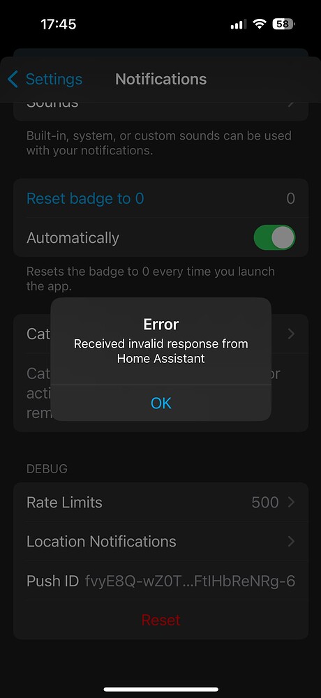 iPhone Push: Unable to find notify service for webhook ID - Configuration - Home Assistant Community