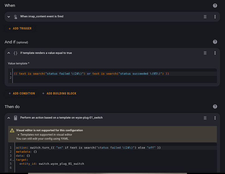 IMAP integration to read message body and toggle Hubspace outlet. I'm ...