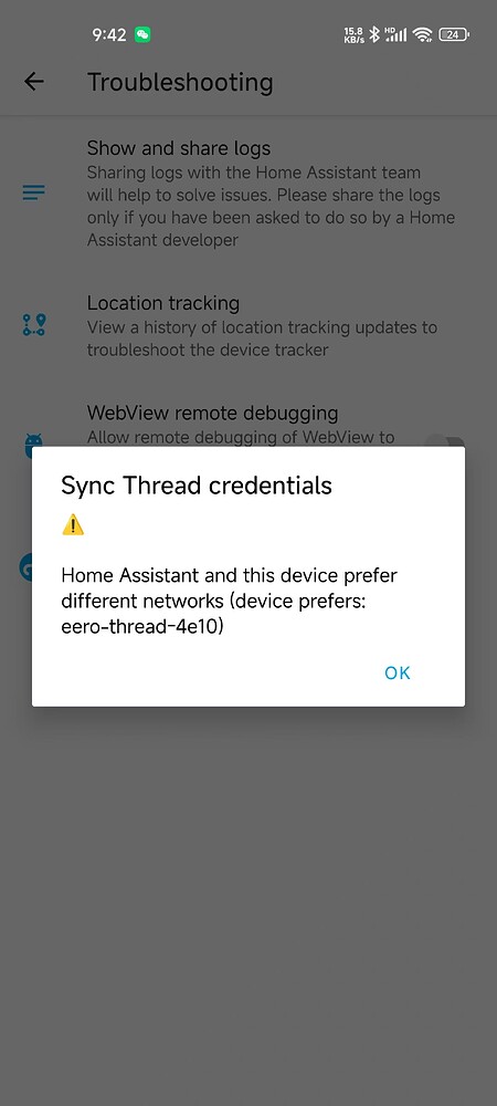 Sync Thread credentials failed - Mobile Apps - Home Assistant Community