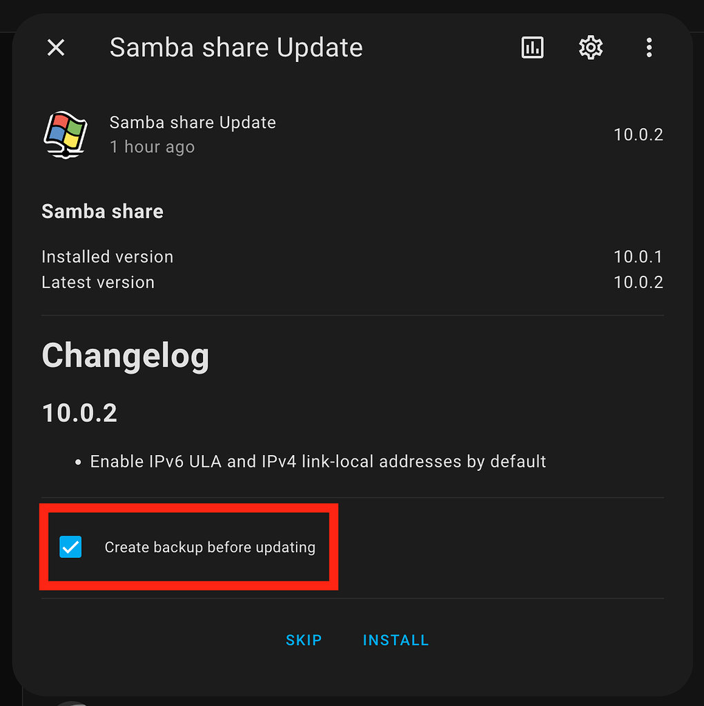 Display backup size and/or file tree next to "Create backup before updating" checkbox - Feature ...
