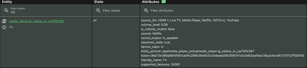 JSON example, when the TV is running, the color of the lights changes ...