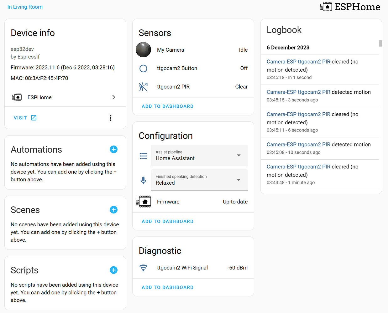 Working ESPHome config for ttgo ESP32 camera board with microphone - ESPHome - Home Assistant ...