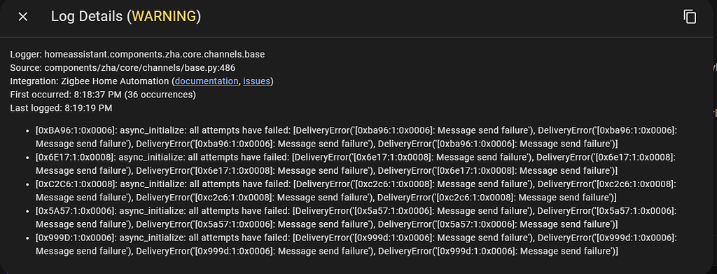 Zigbee (Convbee) suddenly stopped working - async_initialize: all attempts have failed ...