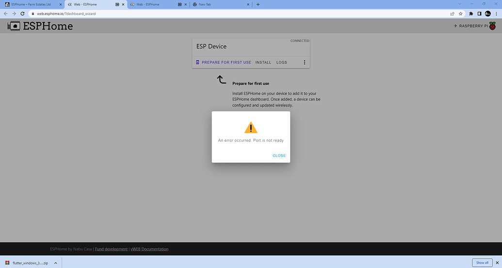 Esphome An Error Occurred Port Not Ready Esphome Home Assistant Community