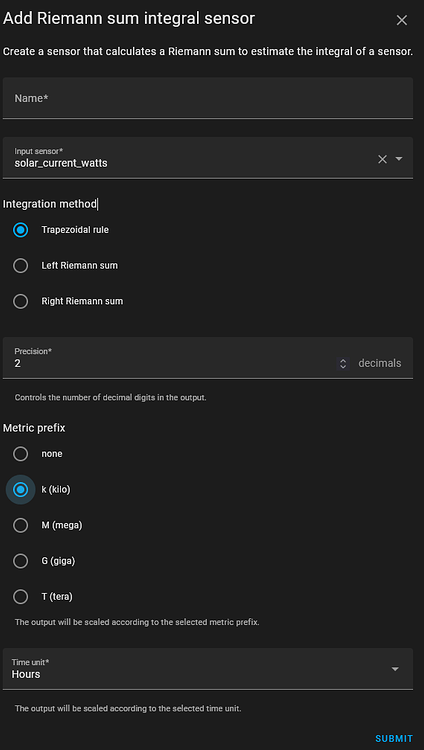Integration - Riemann sum integral for solar panels showing 'Unexpected device class ...