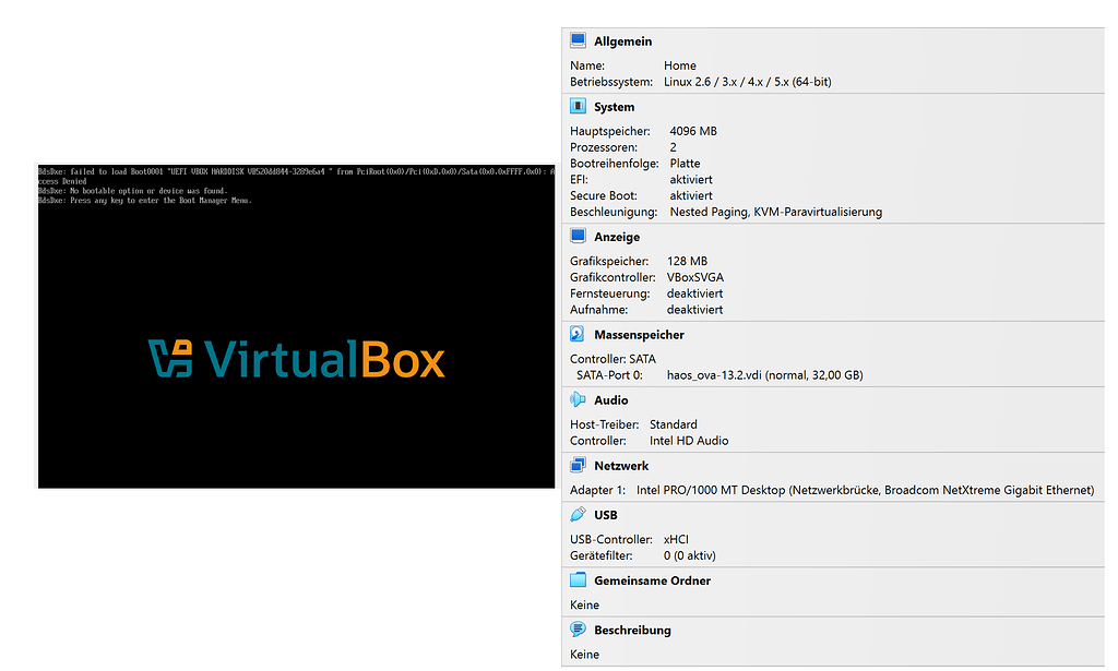 Install In Virtualbox Fails Not Booting Installation Home Assistant Community 