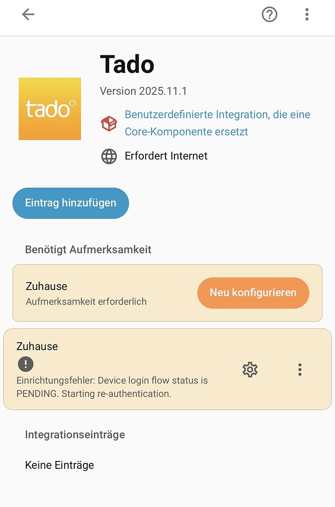 Tado X Device login flow status is PENDING - Third party integrations ...