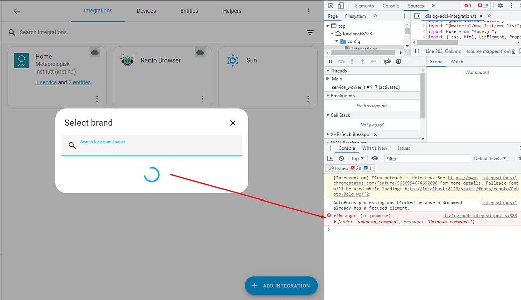 DEV HomeAssistant (vscode, in docker container) starts, but no integrations load - Development ...