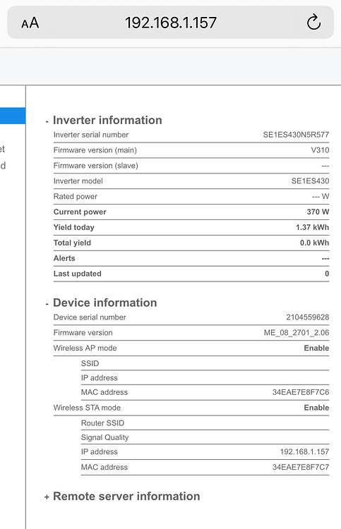 Pv Data From Solarman Wifi Logger With Api Configuration Home Assistant Community