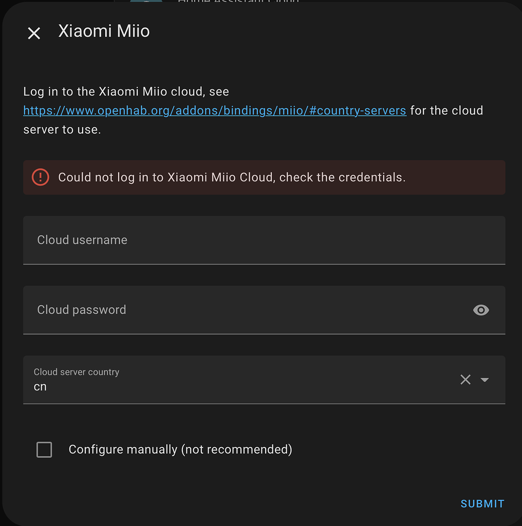 Could not login to Xiaomi Miio Cloud, check the credentials - Third party integrations - Home ...