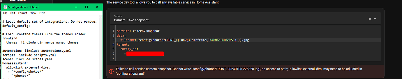 Problems Saving Snapshot Of Cameras In Synology Docker Configuration Home Assistant Community