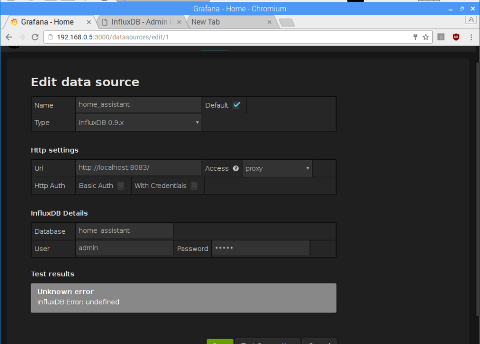 Trying To Get Grafana To Read From Influxdb Configuration Home 1899