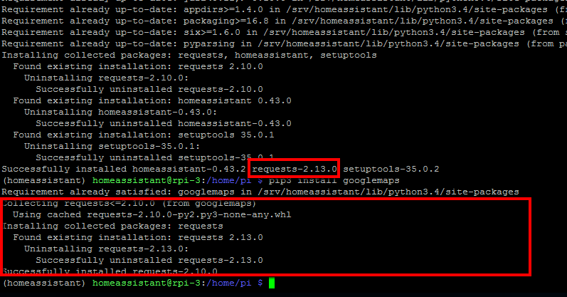 Googlemaps fighting over requests version - Installation - Home ...