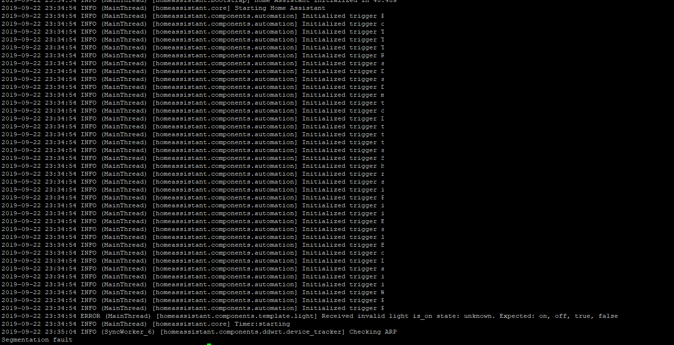 Segfault After Upgrading To 0992 Installation Home Assistant