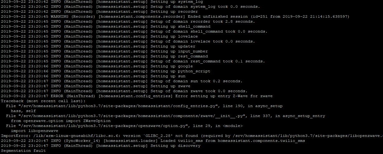 Segfault After Upgrading To 0992 Installation Home Assistant Community