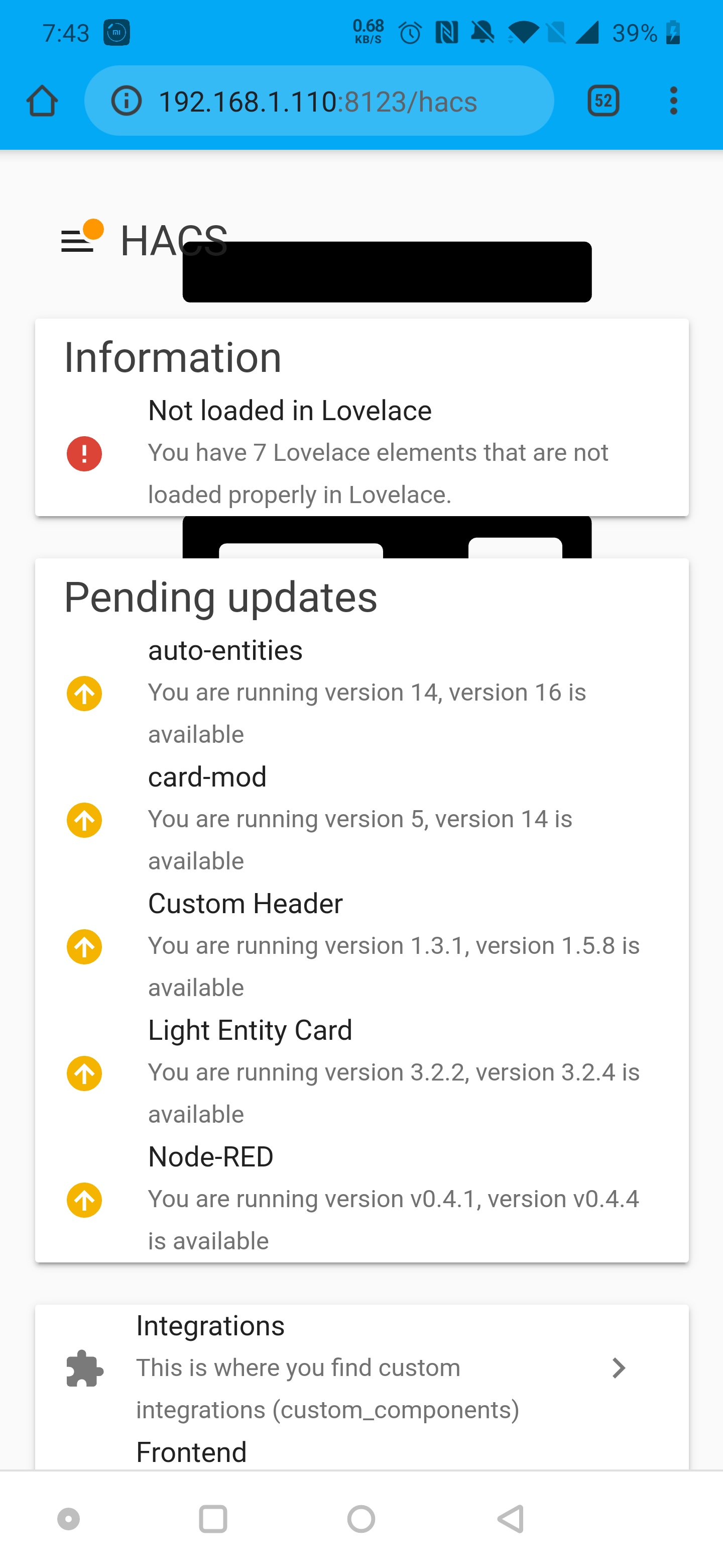 After update i have missing icons and Hacs splash screen pops up after refreshing (video ...