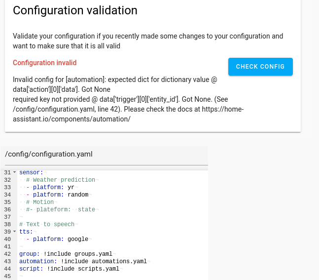 Configuration Yaml Error Configuration Home Assistant Community