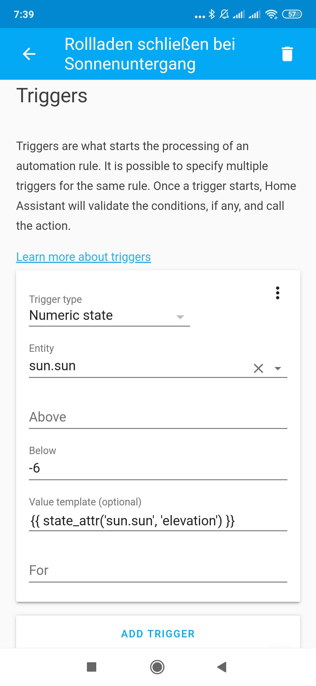 New User Sun Elevation Trigger Not Working Configuration Home Assistant Community
