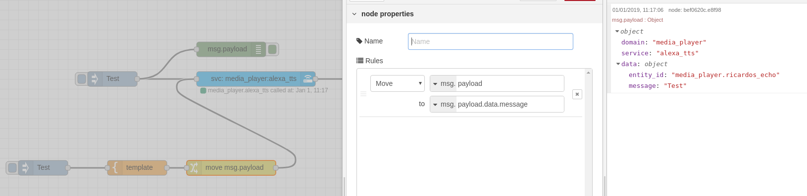 Node red from Template to Json for Alexa TTS - Node-RED - Home ...