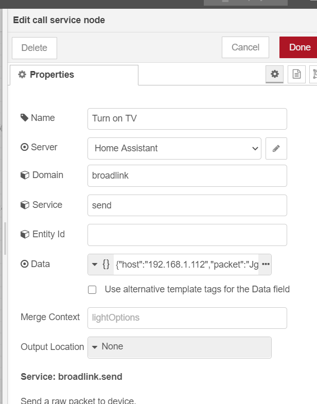 Broadlink send in Node red - Node-RED - Home Assistant Community