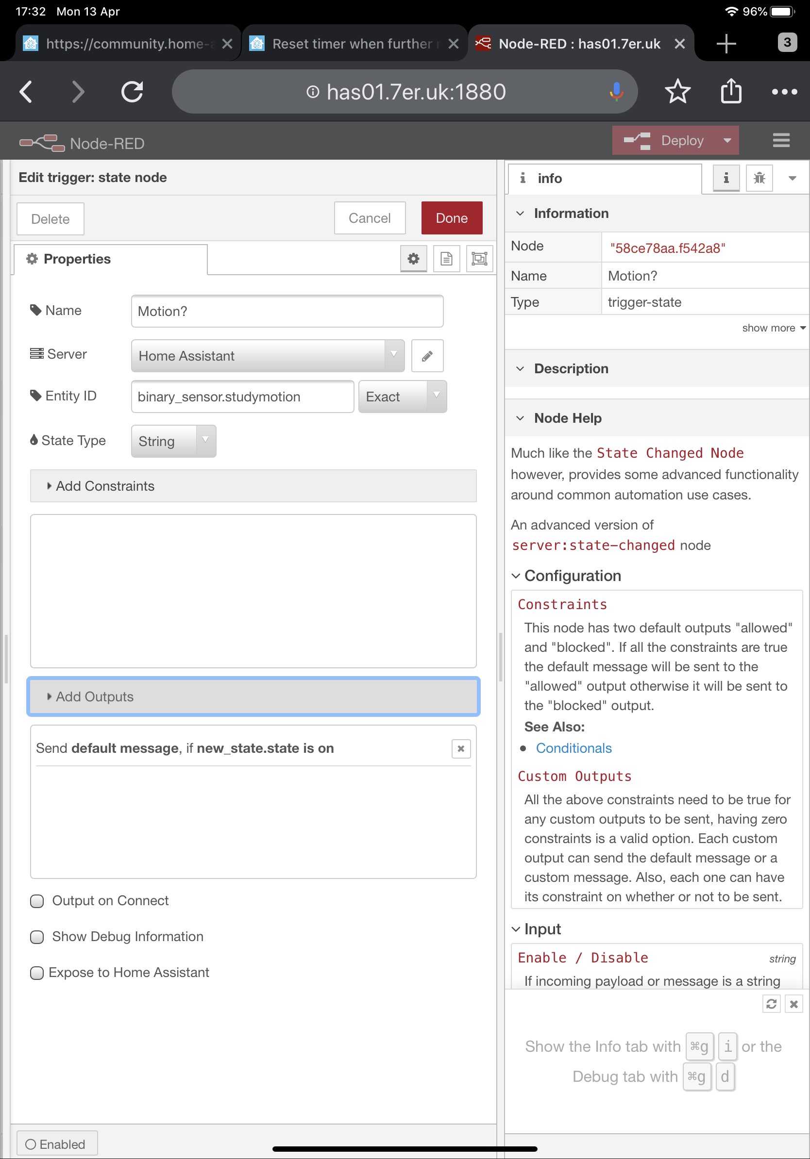 Reset Timer When Further Movement Detected Node Red Home Assistant Community