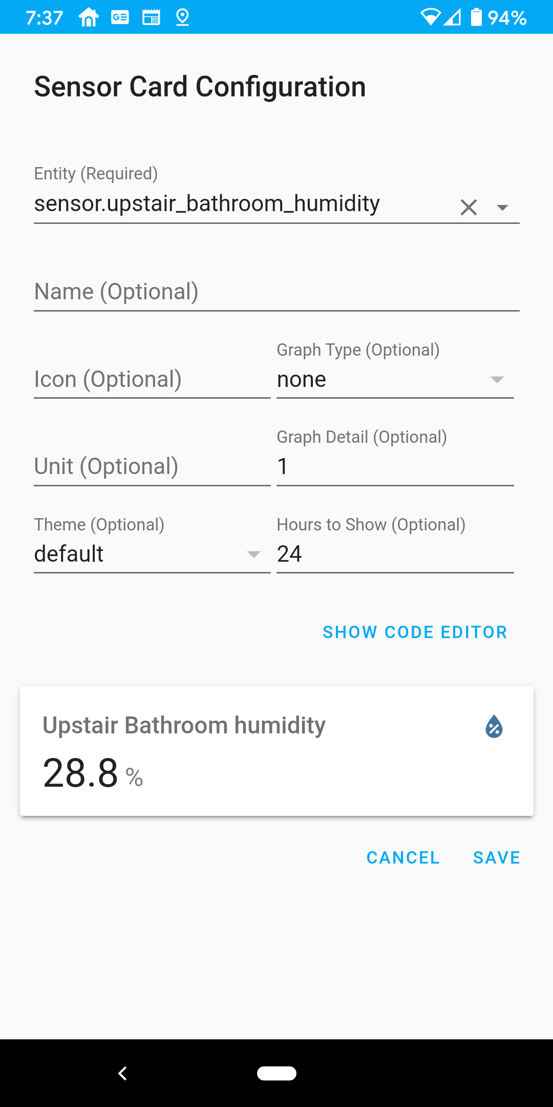 Problem with the new 'sensor' card, graphs not showing - Development ...