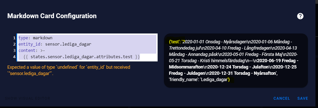 Markdown Card Attribute Of Entity Frontend Home Assistant Community