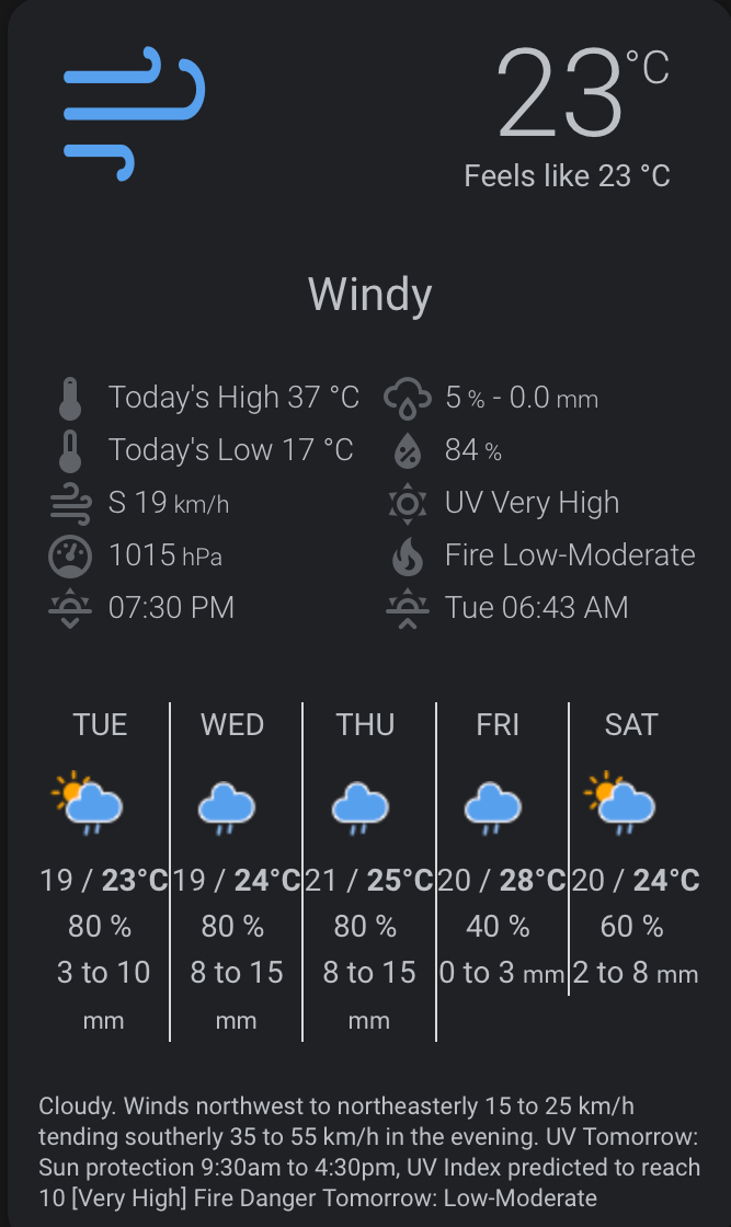 Customising the BOM Weather and lovelace - now in HACS - Configuration ...