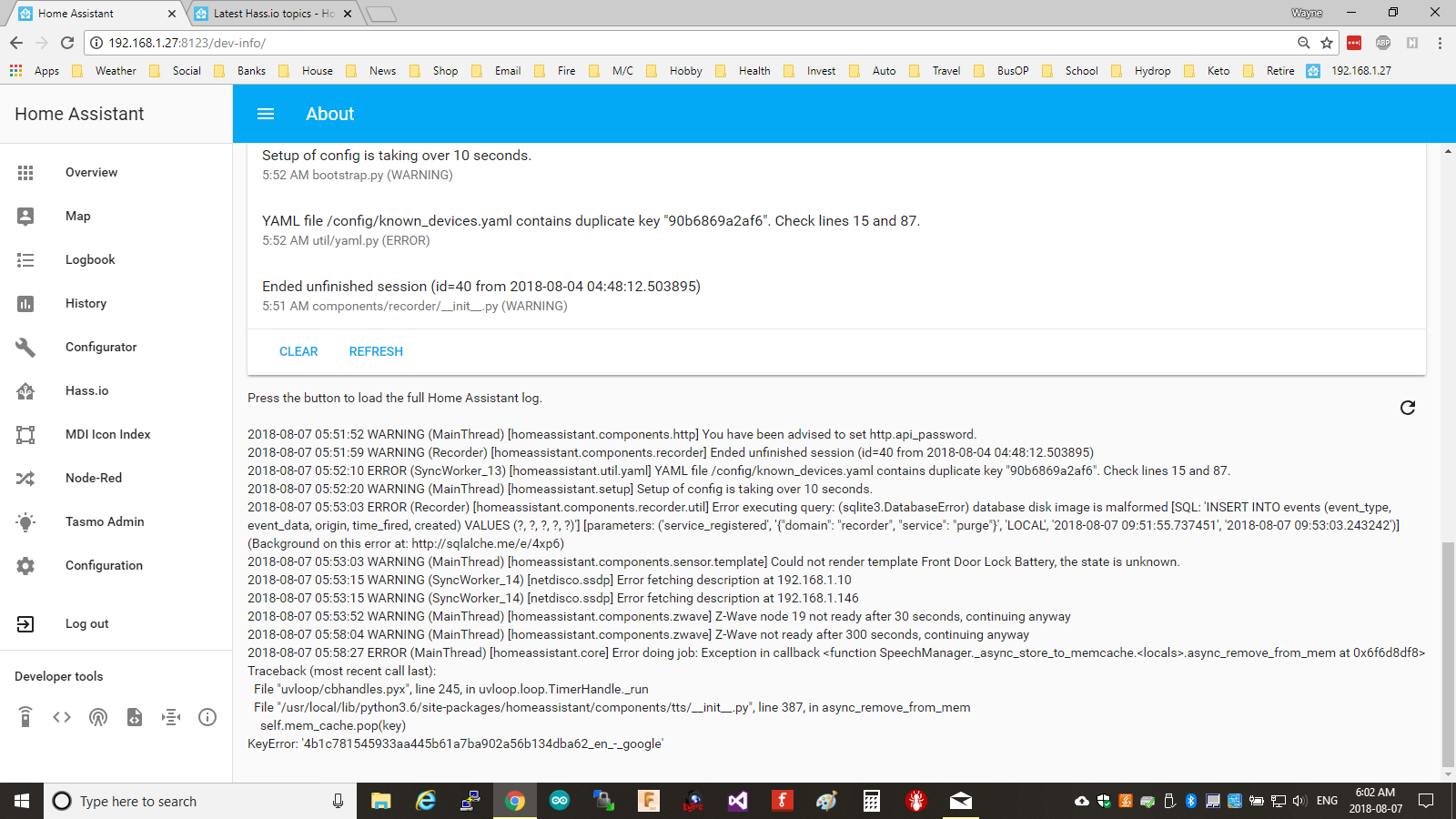 Getting Blank Hassio Page After Installing V0750 Update Solved