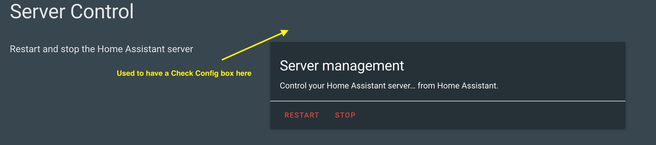 Configuration Check / Soft load on "Server Control" screen ...