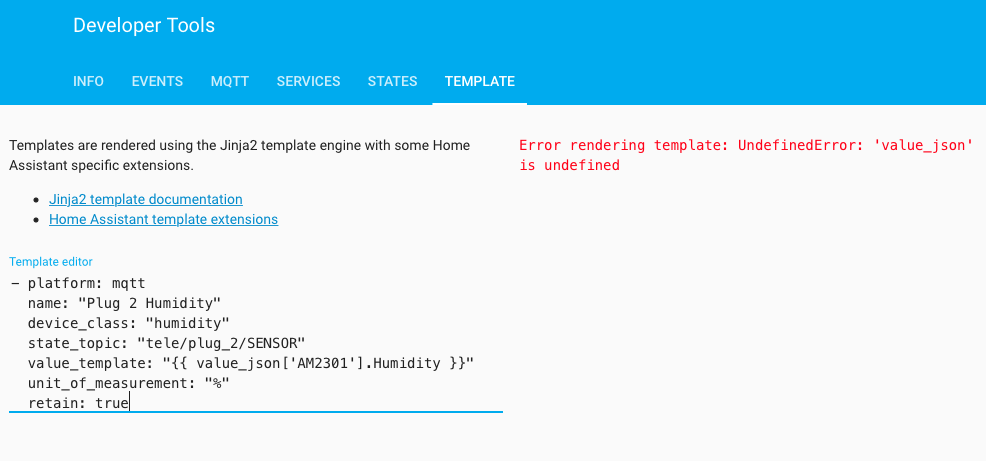 Template UndefinedError value json Is Undefined Home Assistant OS 