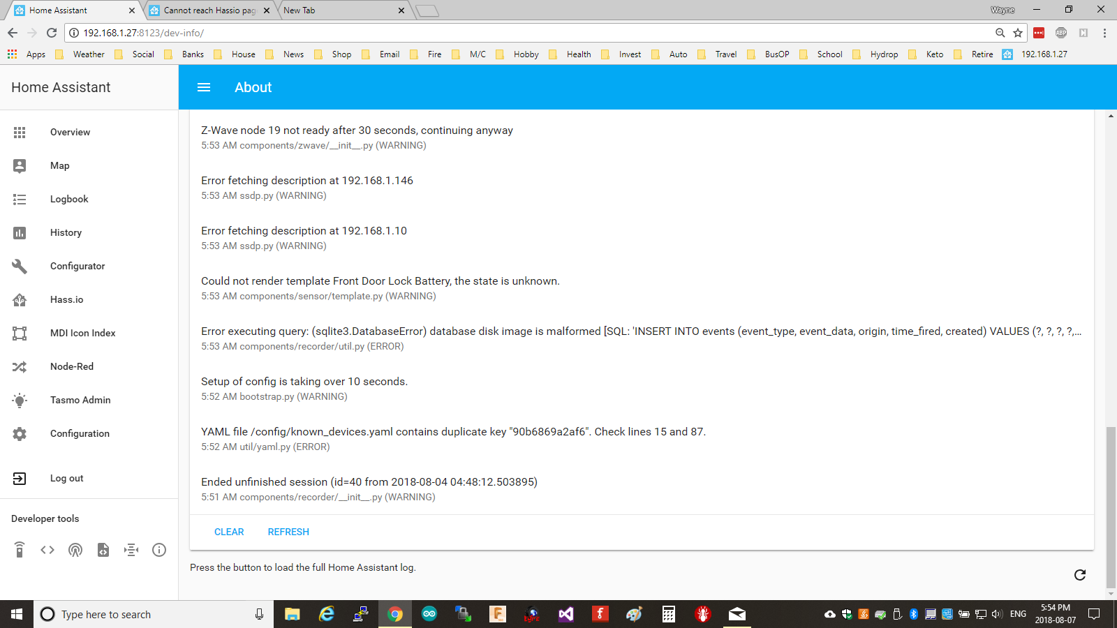 Getting Blank Hassio Page After Installing V0750 Update Solved
