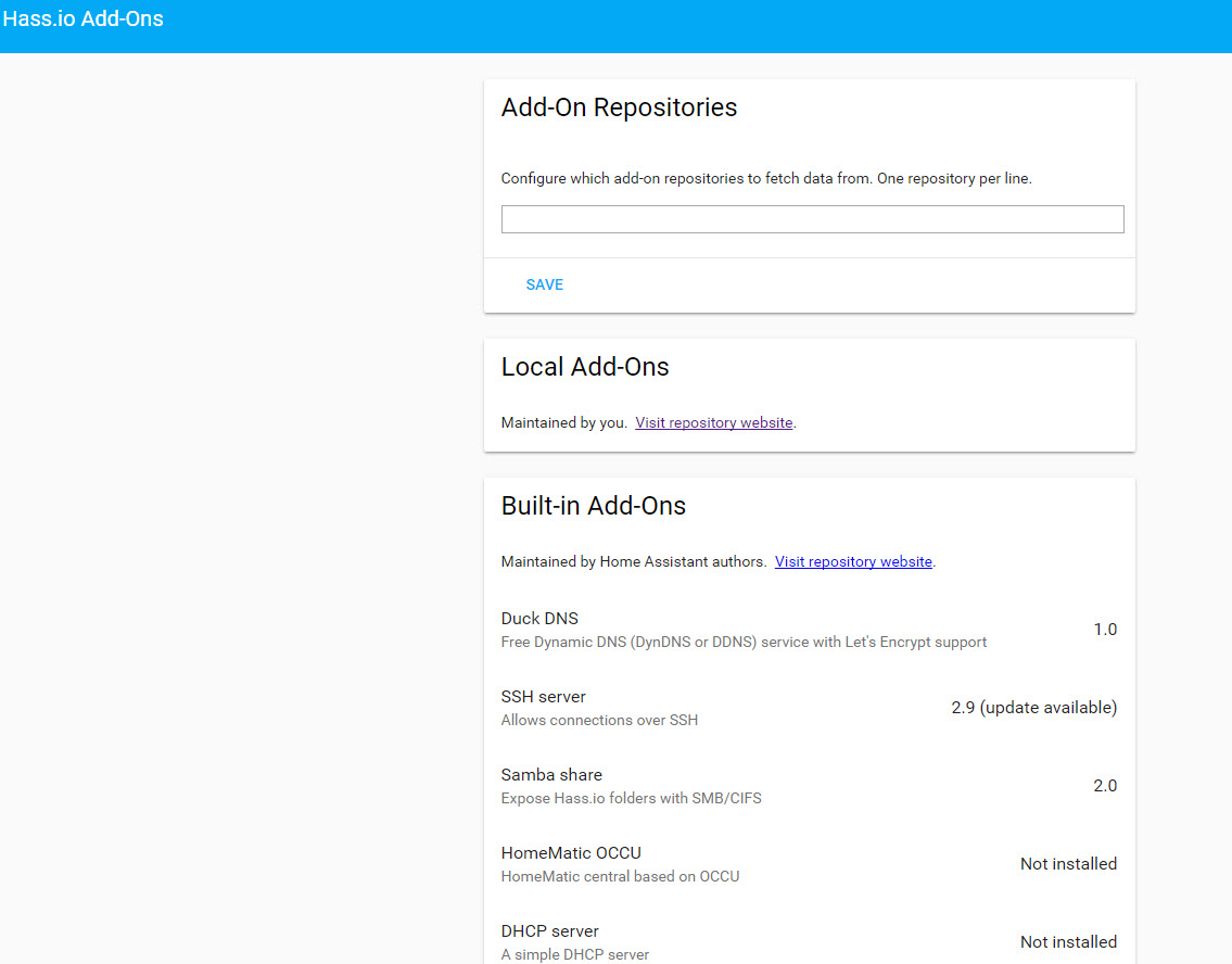 No "Built in add-ons" - can't install add-ons! - Installation - Home ...