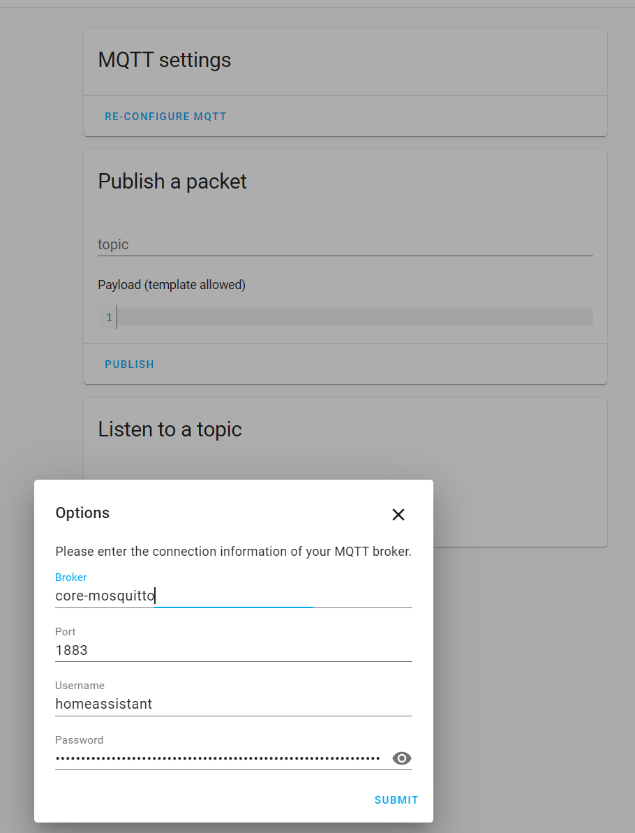 Mosquitto MQTT Integration Settings Configuration Home Assistant