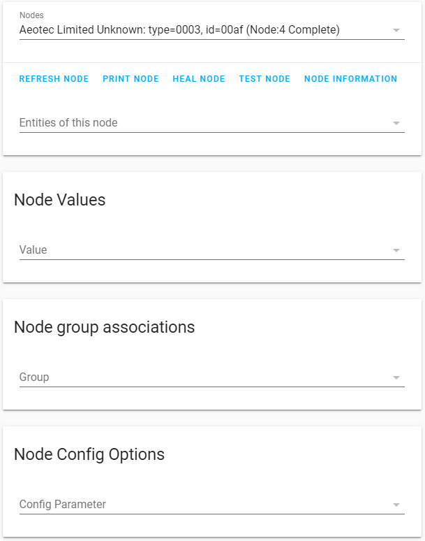 Z Wave Node Config Options Drop Down List Not Working In Z Wave Control Panel Z Wave