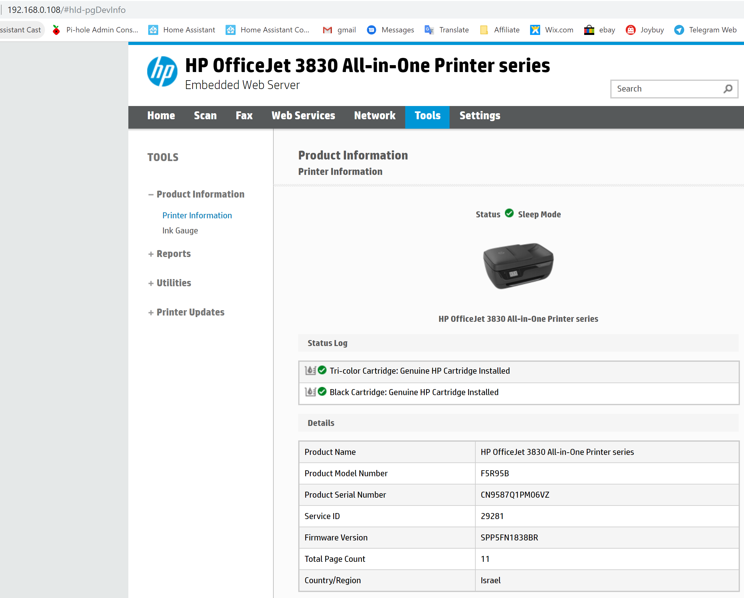 Custom Component for printer ink levels - Custom Components - Home ...