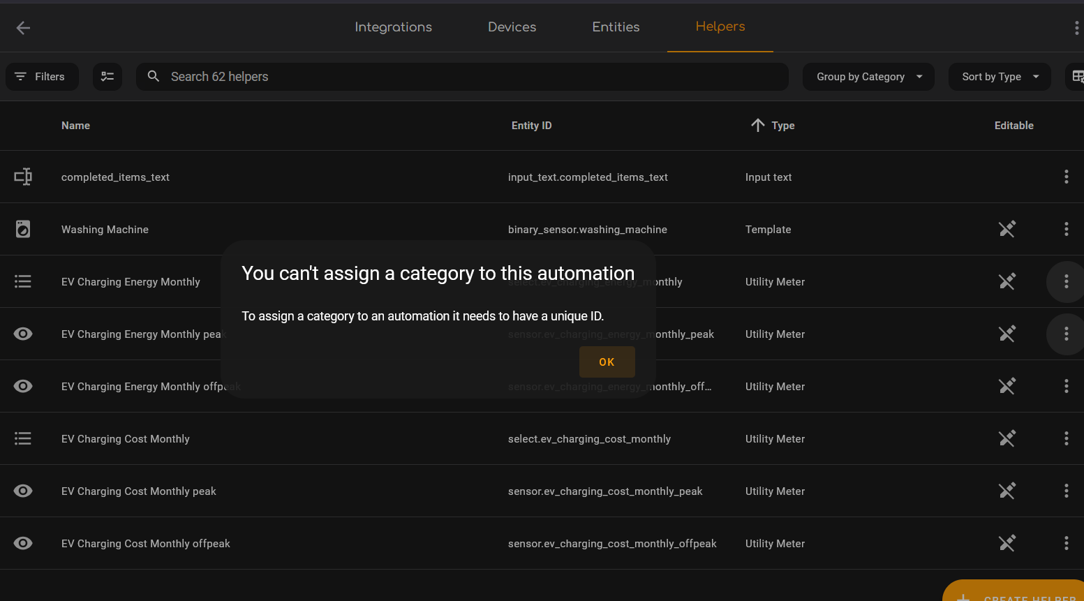 Can't assign a category label to auto-generated helpers from the Utility Meter integration ...