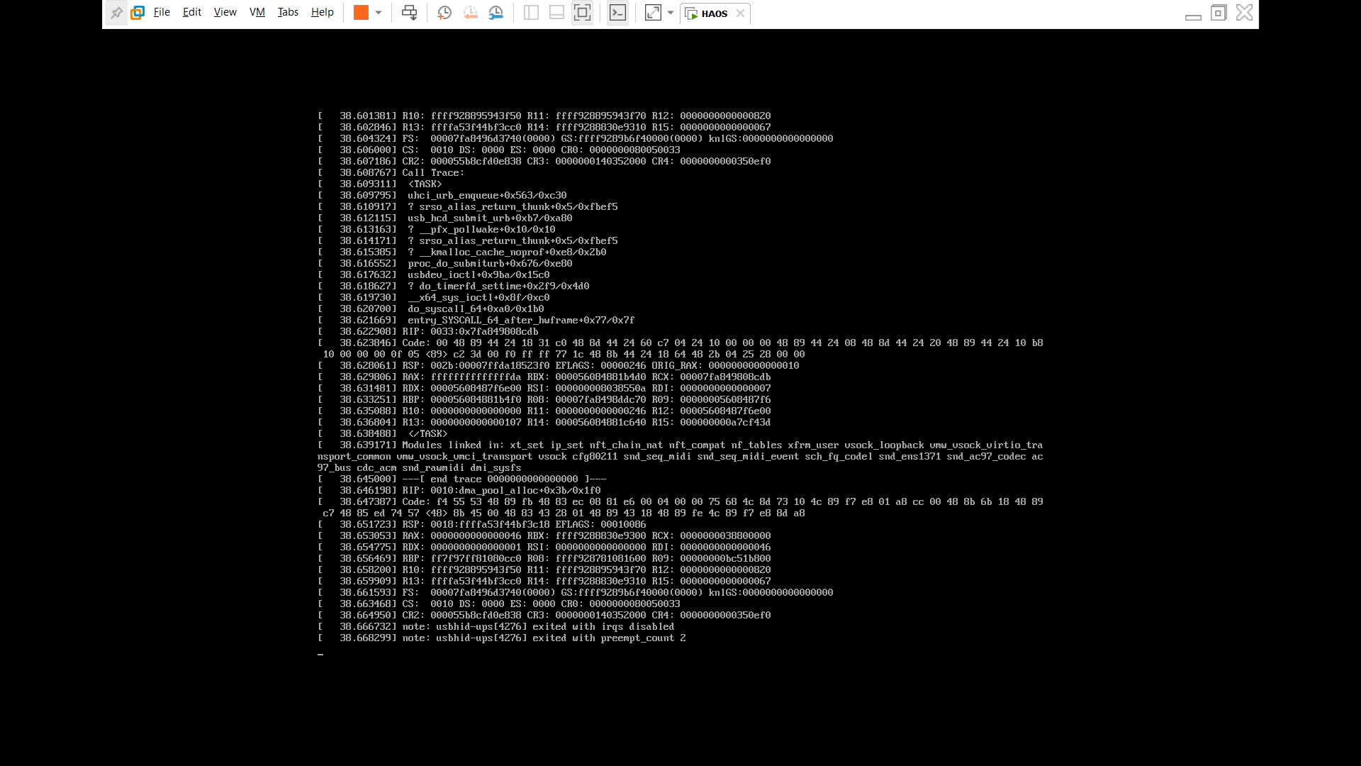 Haos Kernel Crash Under Vmware Workstation Pro Win11 Installation 2387