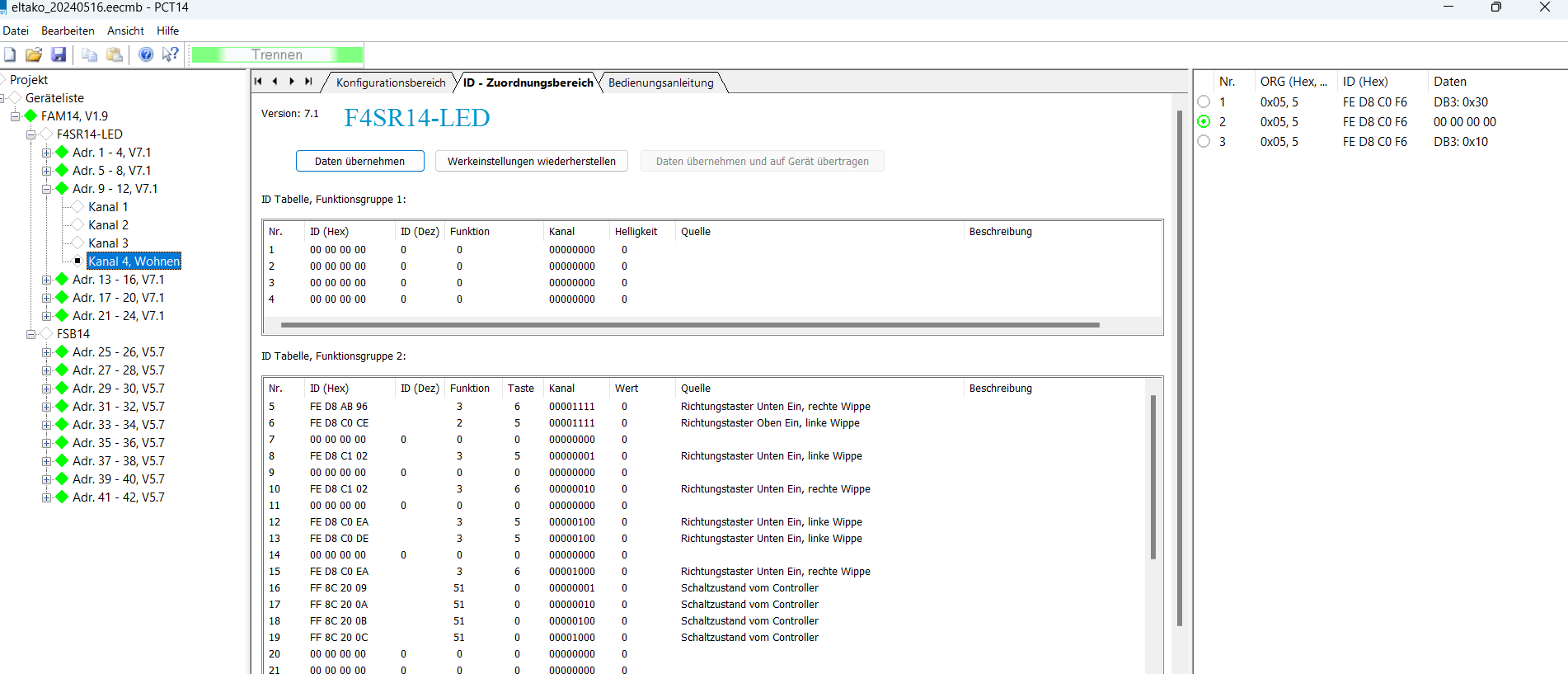 Eltako "Baureihe 14 – RS485" (Enocean) Debugging - Third party ...