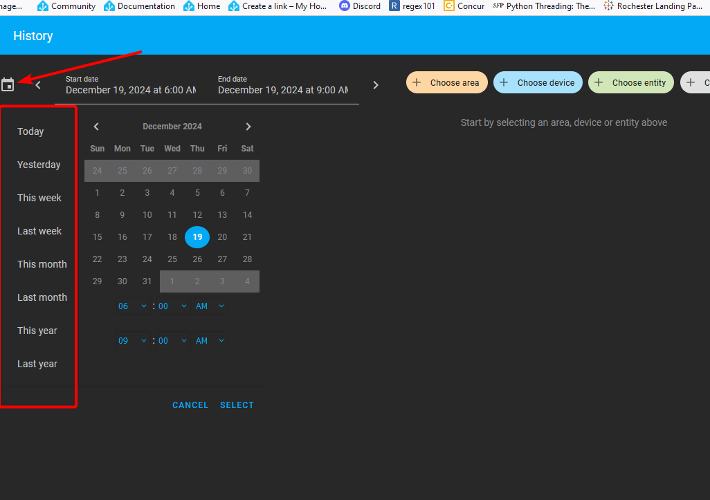 WTH - History view interactive date/time range slider - Month of "What ...