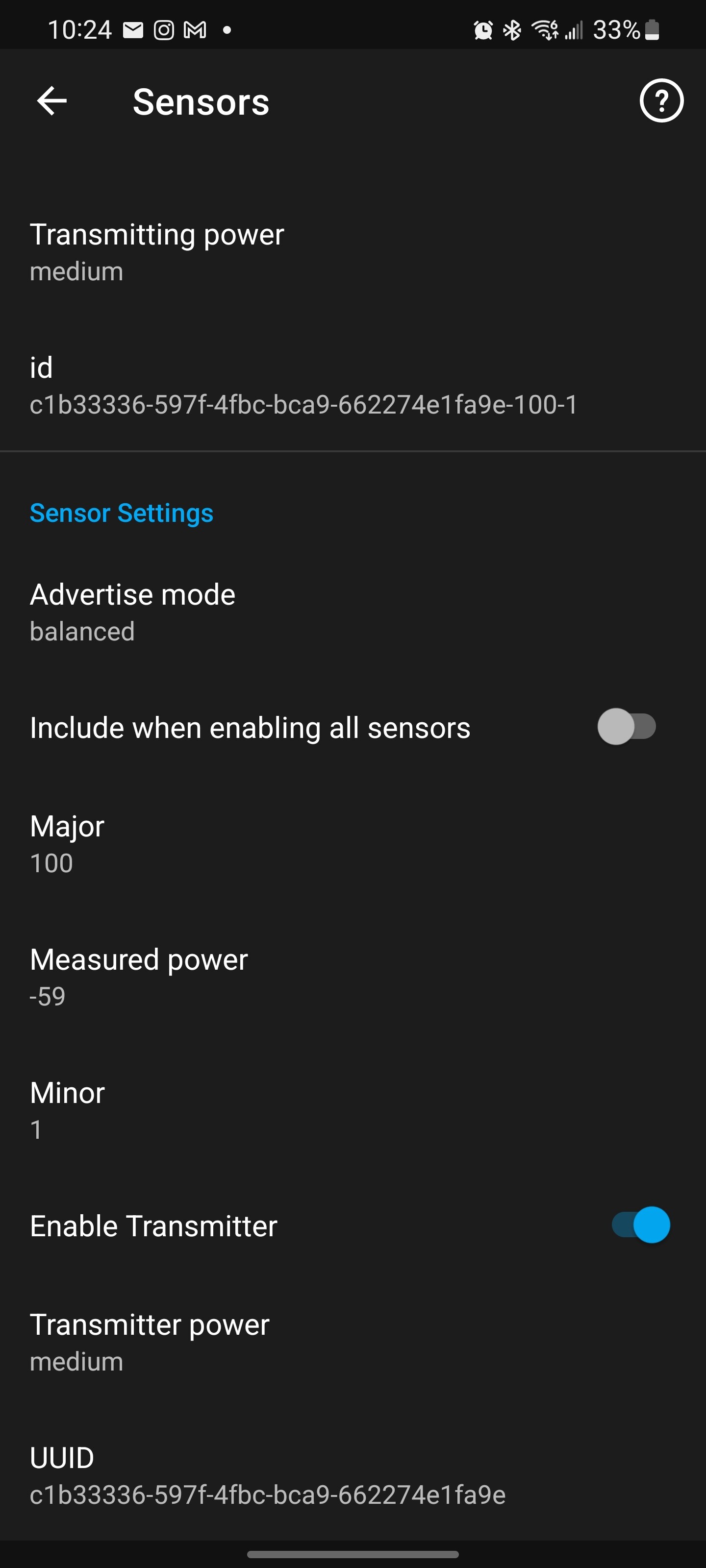 BLE Transmitter Sensor Power and Advertise Mode Settings - Mobile Apps ...