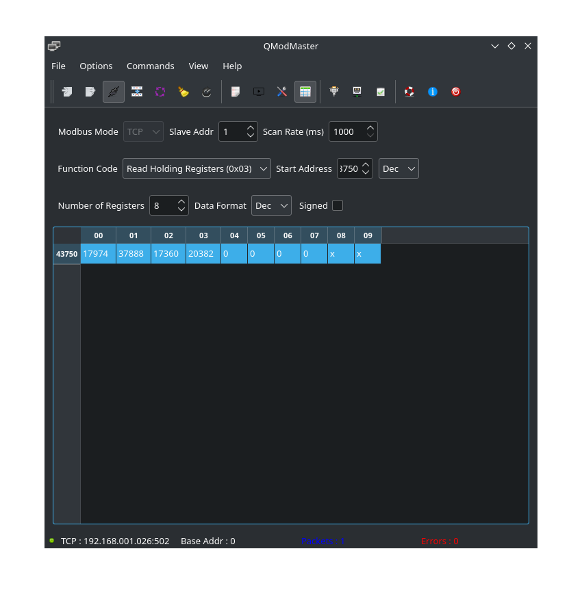 Modbus connection to Aqotec - No Response received from the remote unit/Unable to decode ...
