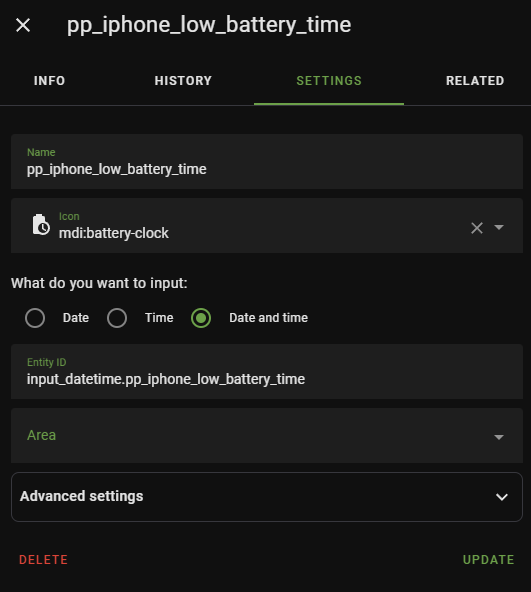 Template in config not working