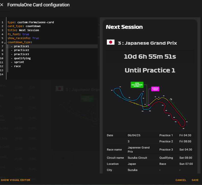 Formula One Card - Page 24 - Dashboards & Frontend - Home Assistant Community
