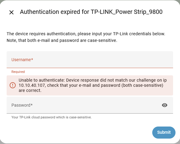 tplink firmware version 1.1.2 breaks authentication for hs300/kp303/p306 · Issue #153390 · home ...
